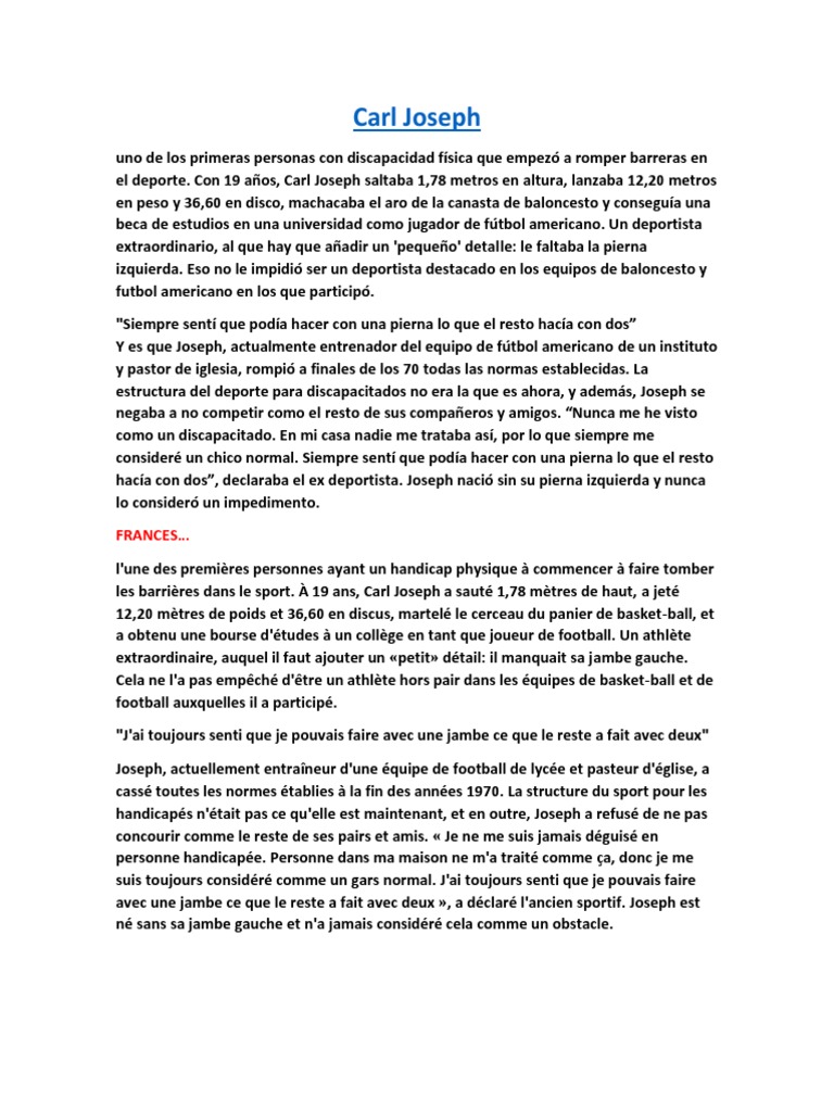 Carl Joseph EXPO FRANCES | PDF | Événement sportif international ...