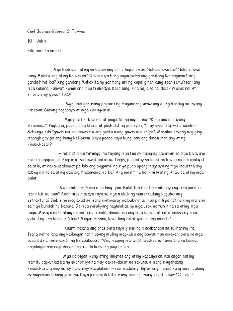 Talumpati Kalikasan | PDF