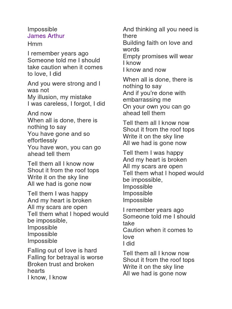 Impossible Lyrics | PDF