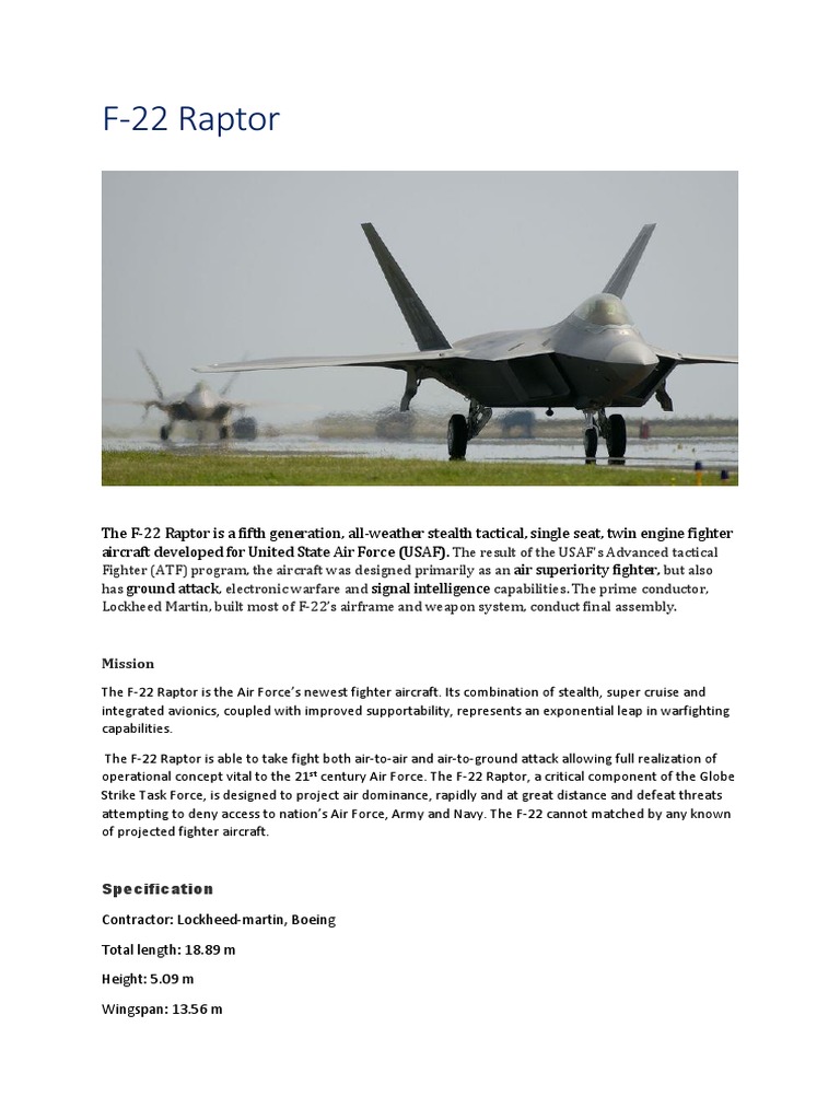 F-22 Raptor | PDF | Fighter Aircraft | Aircraft