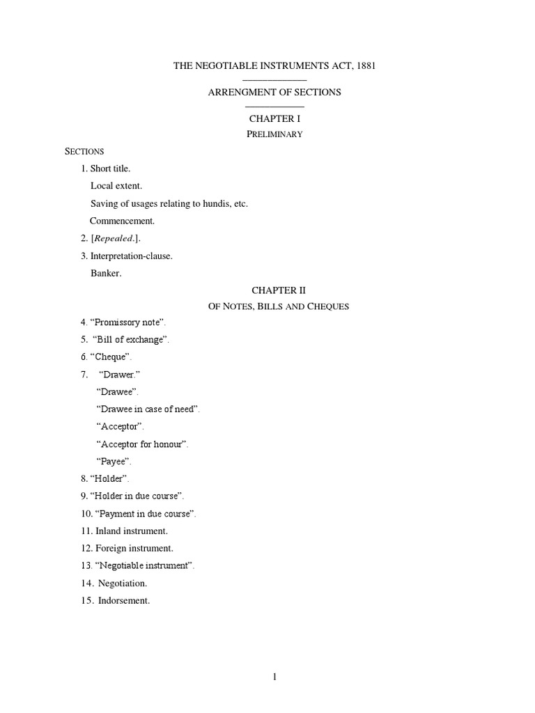 Negotiable Act PDF | PDF | Negotiable Instrument | Promissory Note