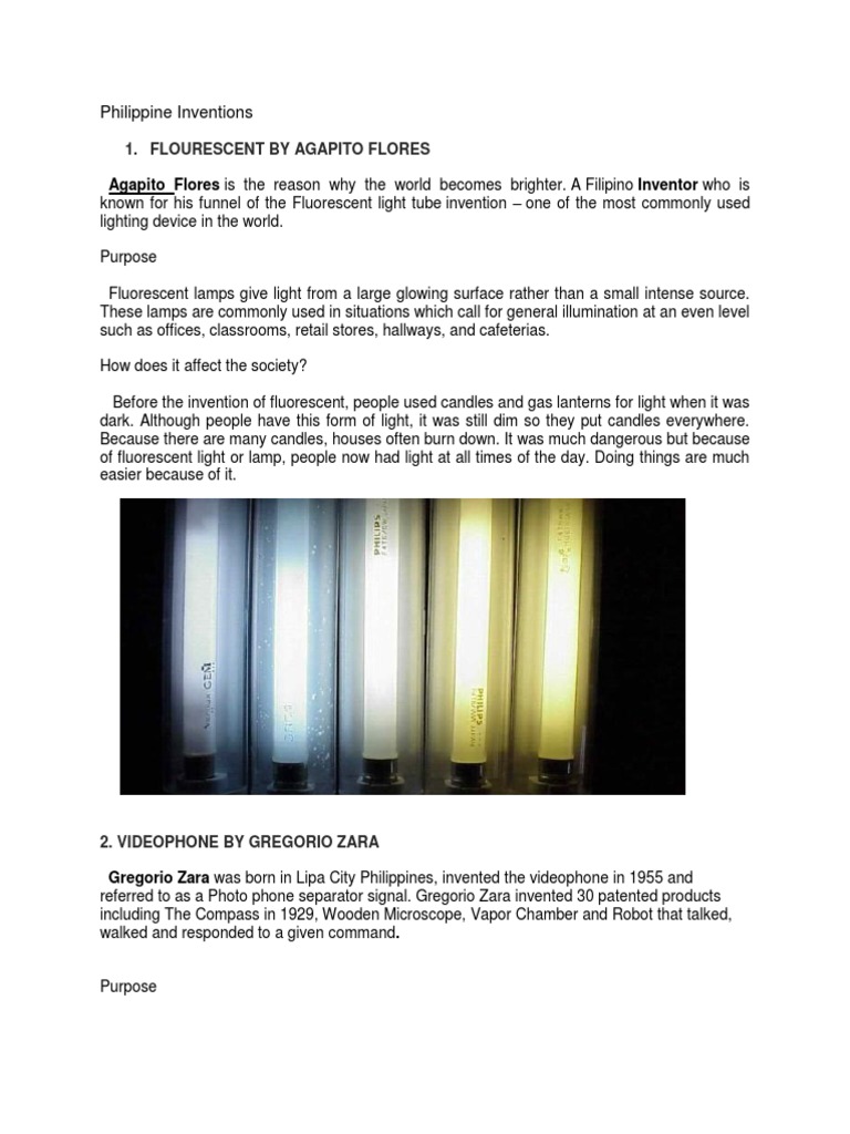 Philippine Inventions | PDF | Moon | Fluorescent Lamp