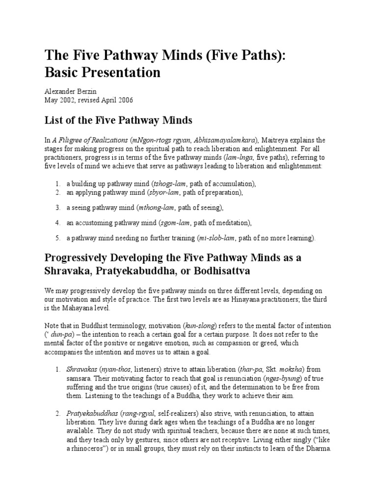 The Five Pathway Minds | PDF | Enlightenment In Buddhism | Vipassanā