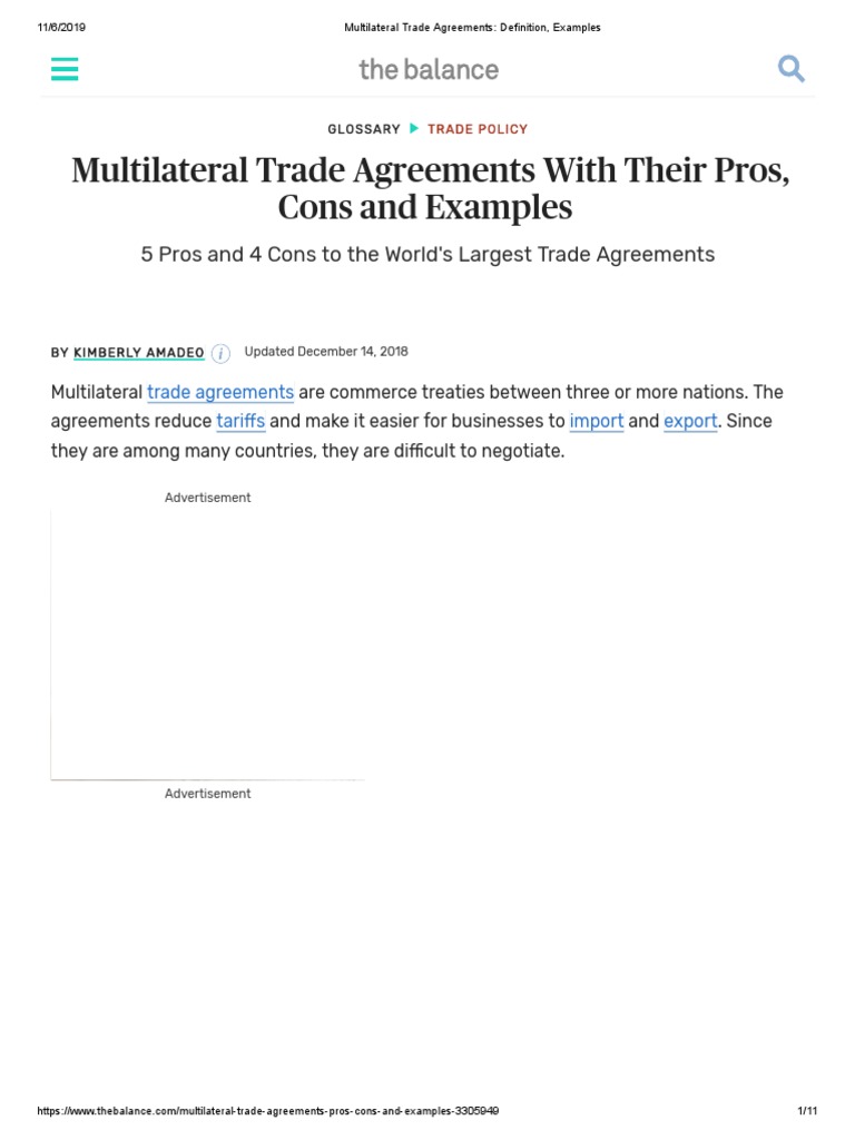 Multilateral Trade Agreements - Definition, Examples | Download Free ...
