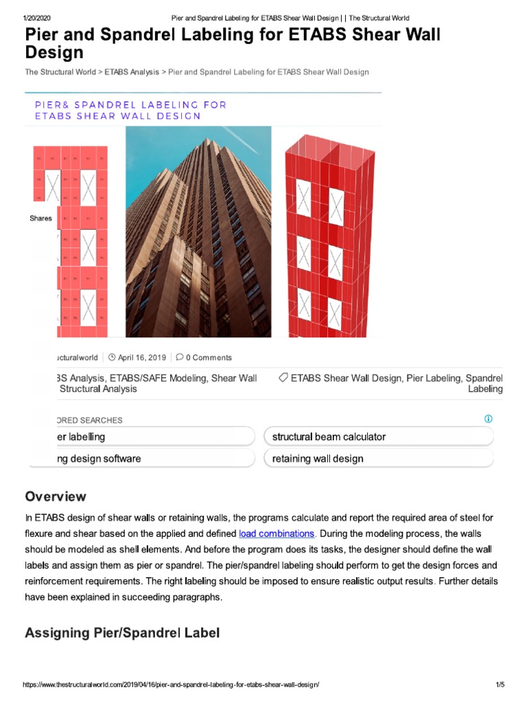 Pier and Spandrel Labeling For ETABS Shear Wall Design | PDF
