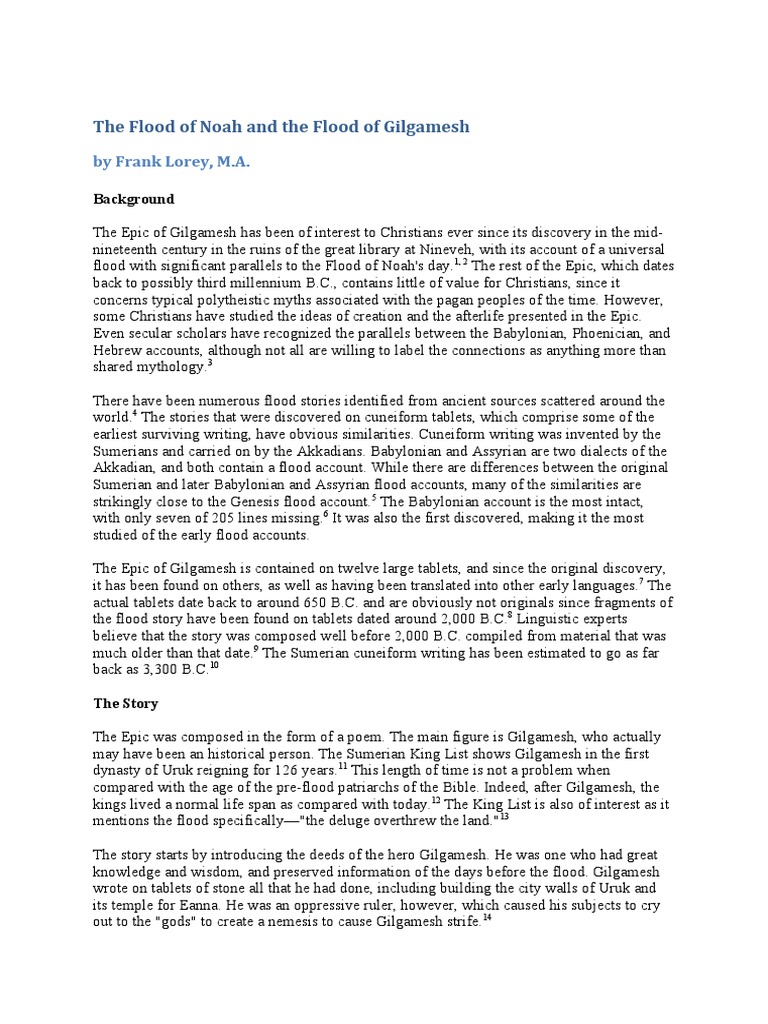 Comparing Noah and Gilgamesh Flood Stories | PDF | Epic Of Gilgamesh ...