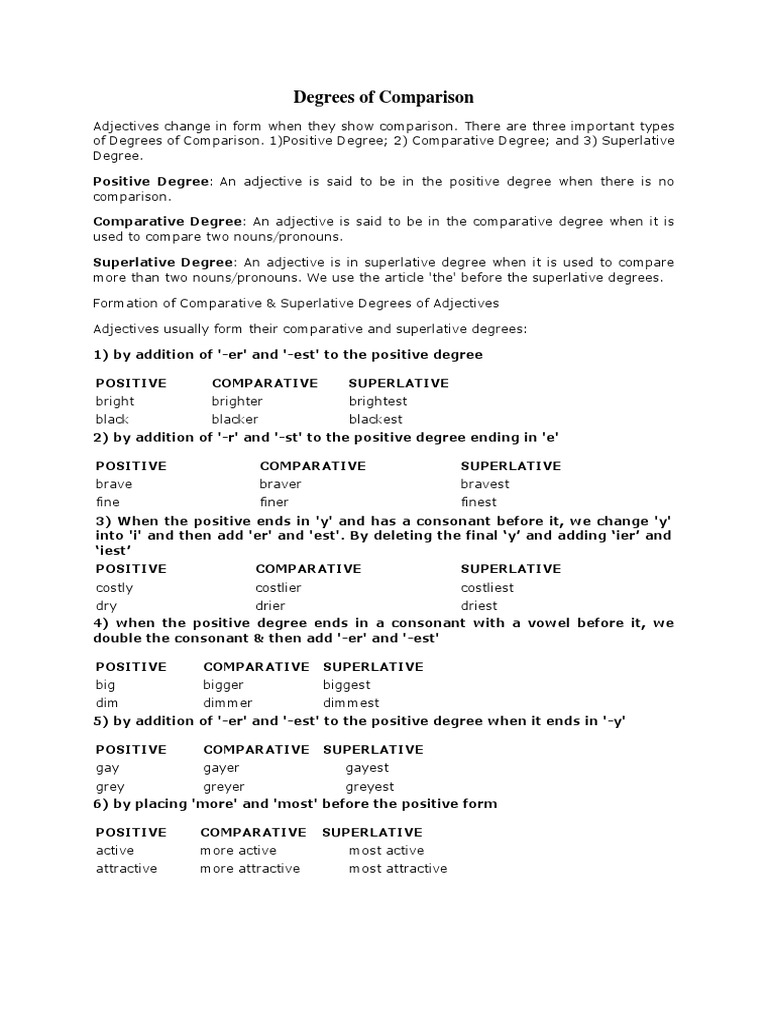 Degrees of Comparison | PDF | Philology | Language Arts & Discipline
