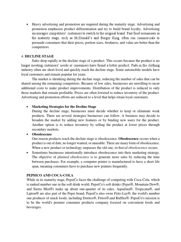 Decline Stage in The Product Life Cycle With Sample Company | PDF ...