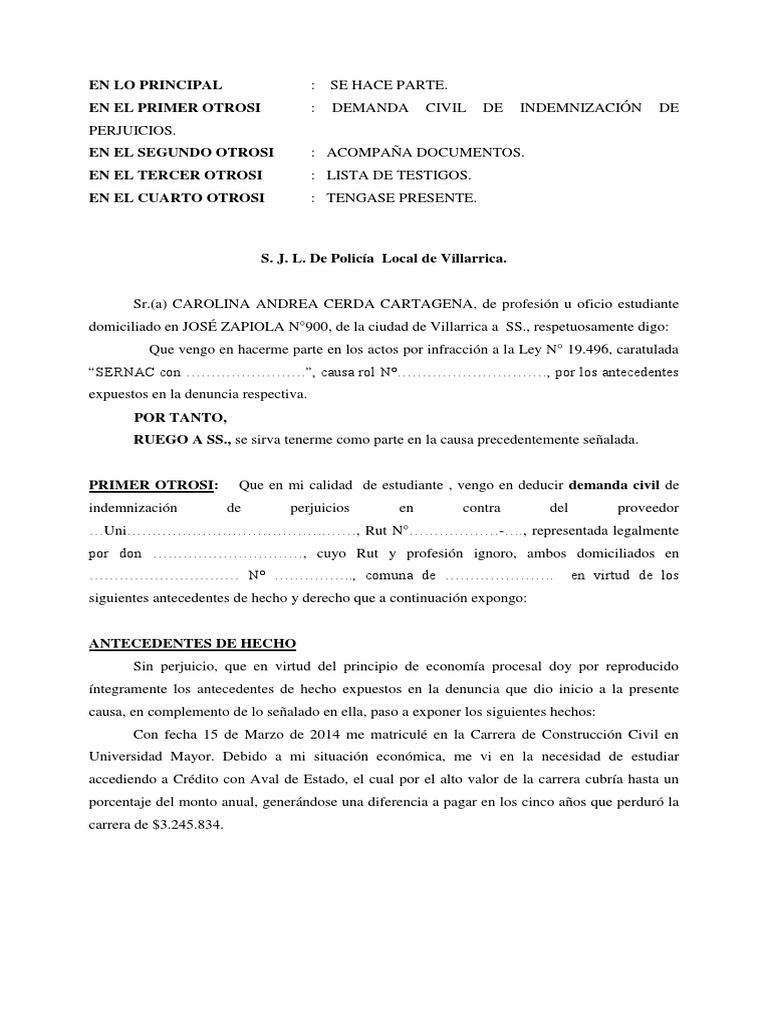 Formato Se Hace Parte y Demanda Civil | PDF | Gobierno