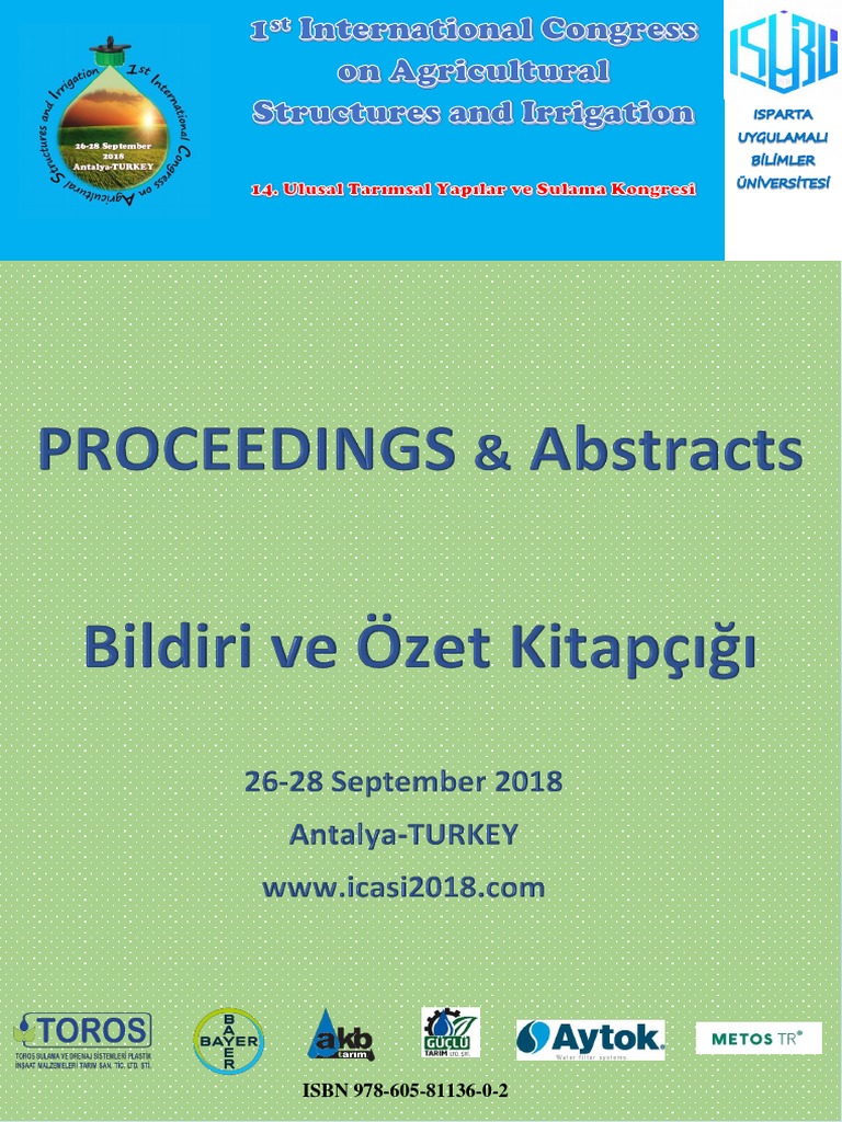Icasi 2018 Sonproceedingve Ozet Kitabcigi | PDF | Soil | Irrigation