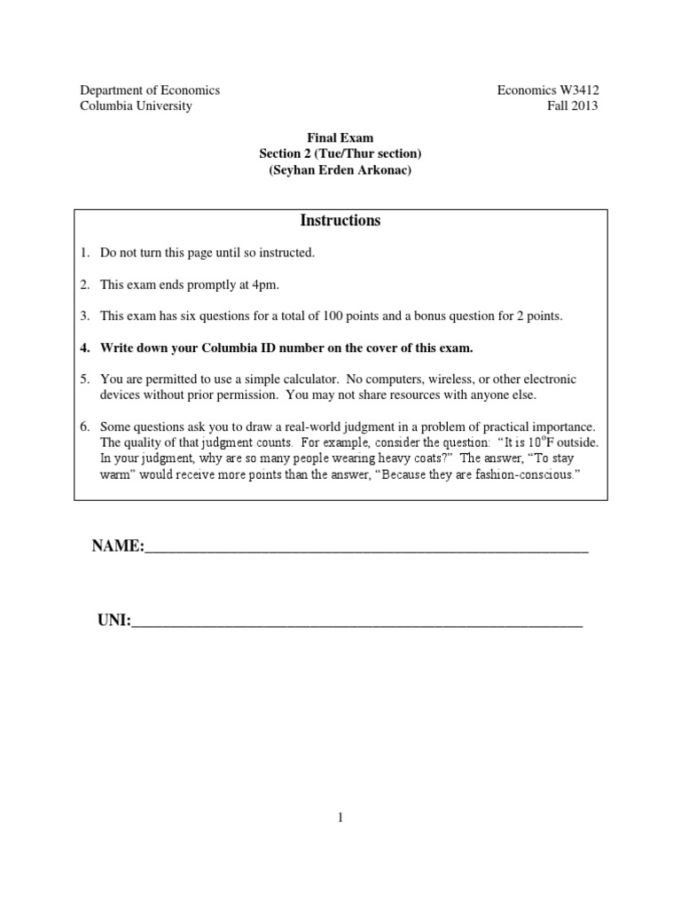 Final Exam 2013 | PDF | Regression Analysis | Statistical Inference