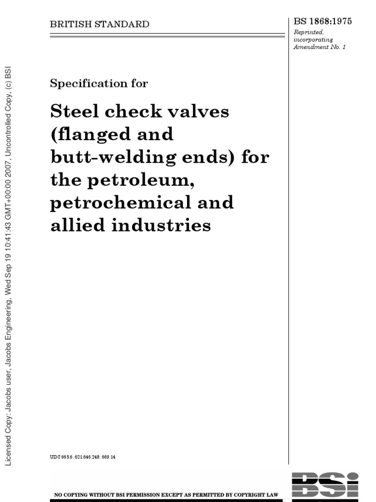 BS 1868 | PDF | Valve | Pipe (Fluid Conveyance)