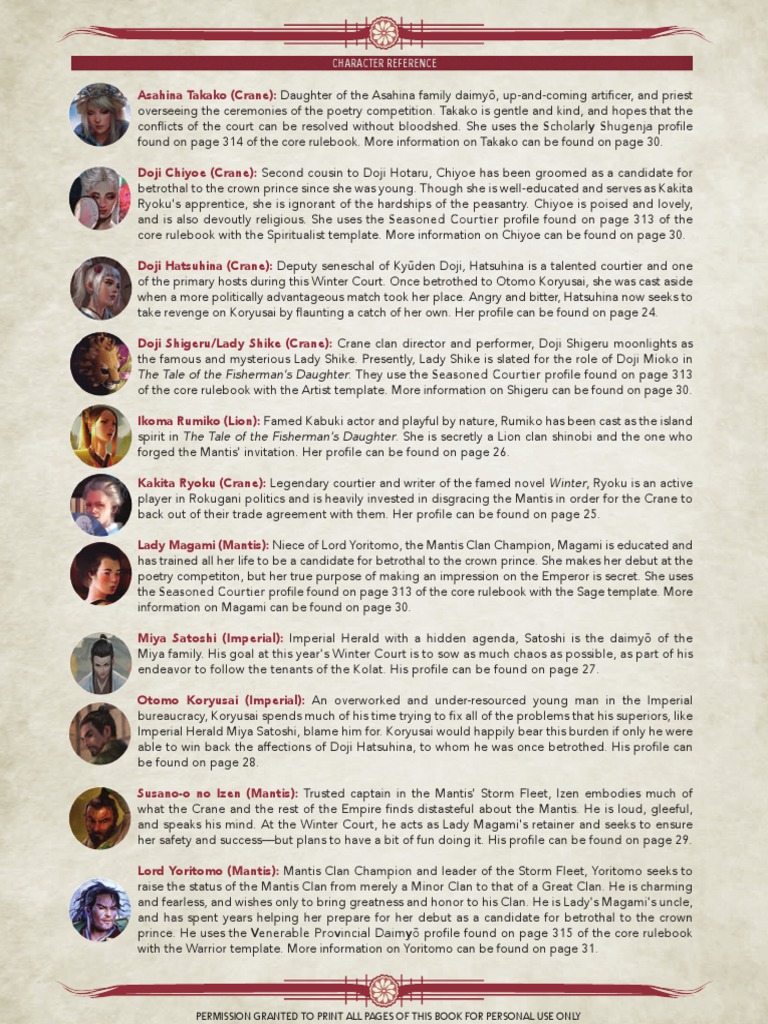 L5R 5ed Character List | PDF