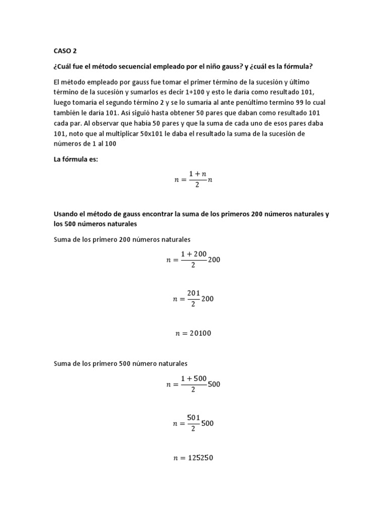 Método de Suma de Gauss y Biografía | PDF | Teoría de los números | Álgebra