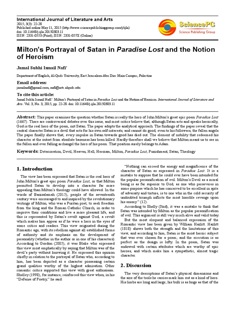 Milton's Satan: Hero or Villain? | PDF | Paradise Lost | John Milton