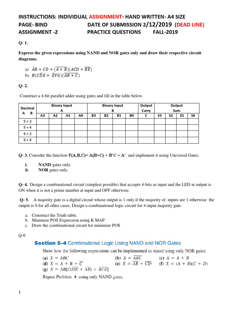 Designing Combinational Logic Circuits: A Handwritten Individual ...