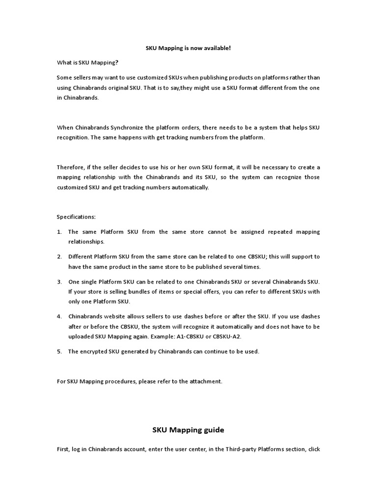 SKU Mapping Guide | PDF | Computer File | Microsoft Excel