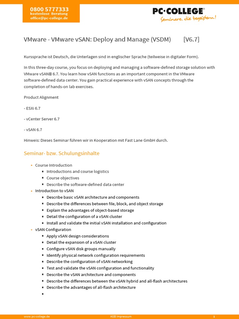 PC College Vmware Vmware Vsan Deploy and Manage VSDM v6 Dot 7 | PDF | Computer Networking | Data