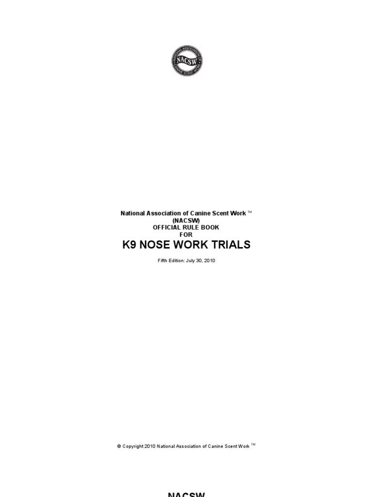 NACSW Rule Book, 5th Edition, 7-30-10 | PDF | Police Dog | Odor