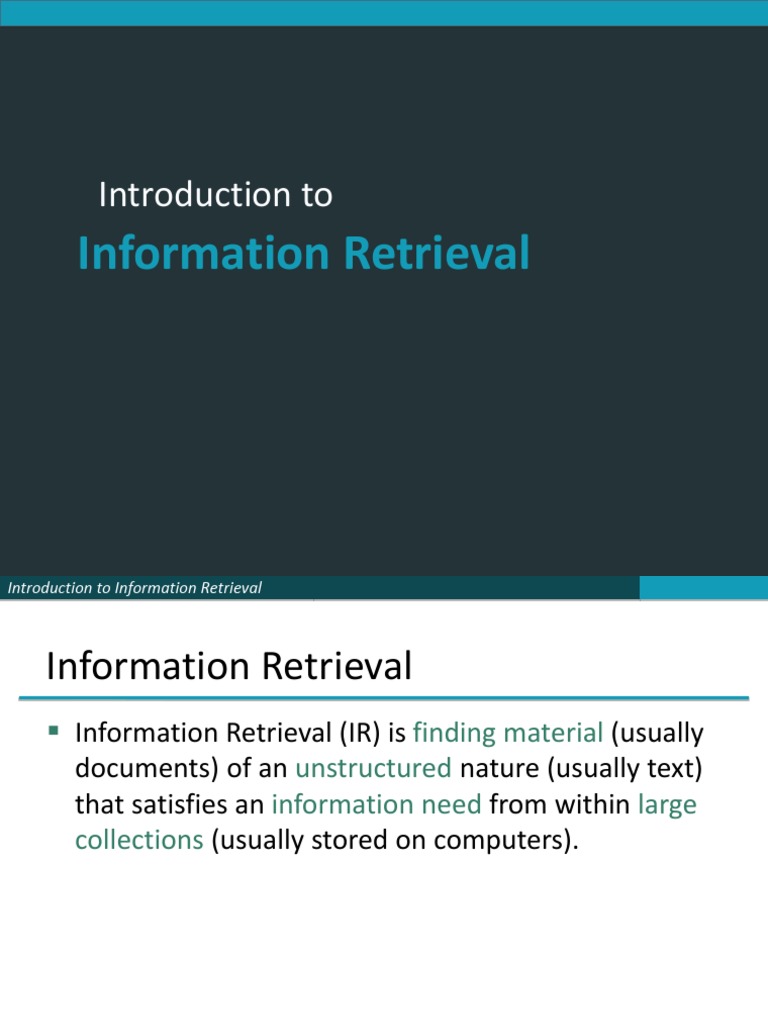 An Introduction to Information Retrieval Systems | PDF | Search Engine ...