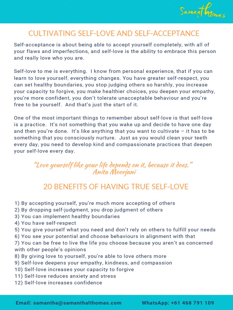 Self-Love Worksheets With Podcast - International | PDF | Cognitive ...