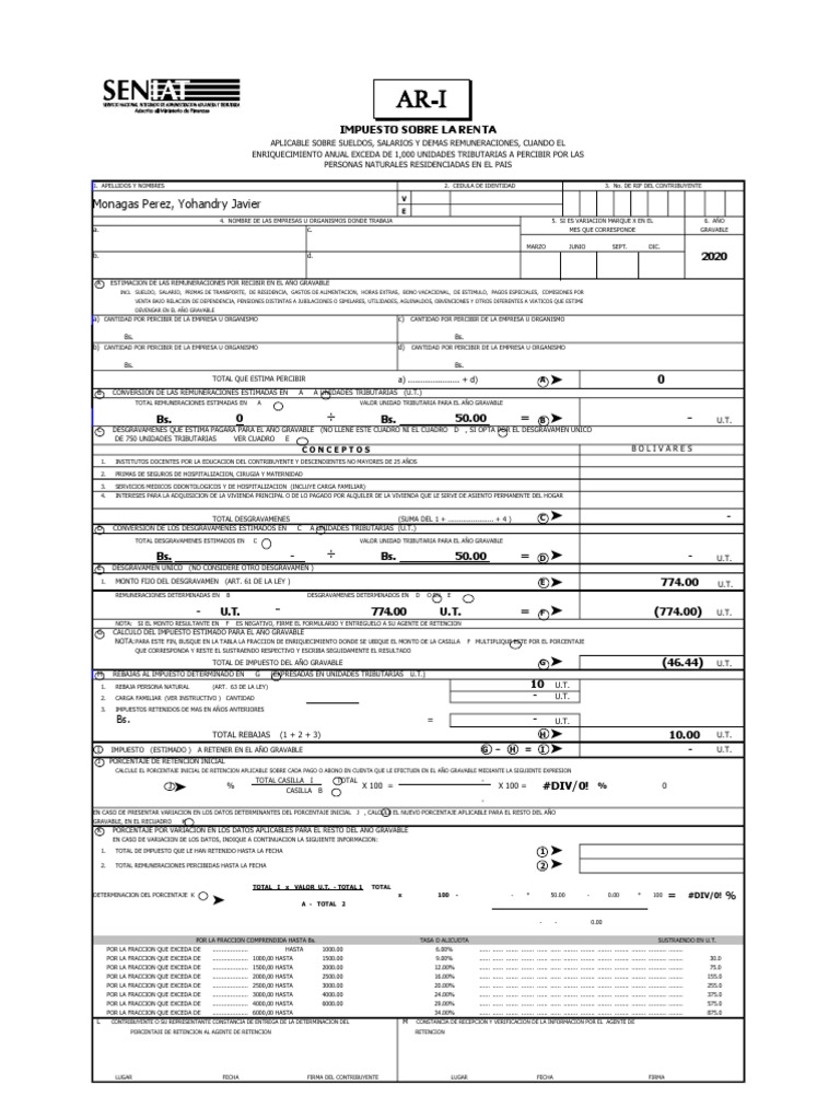Formulario AR-I 2020 - Formato | PDF | Economias | Impuestos