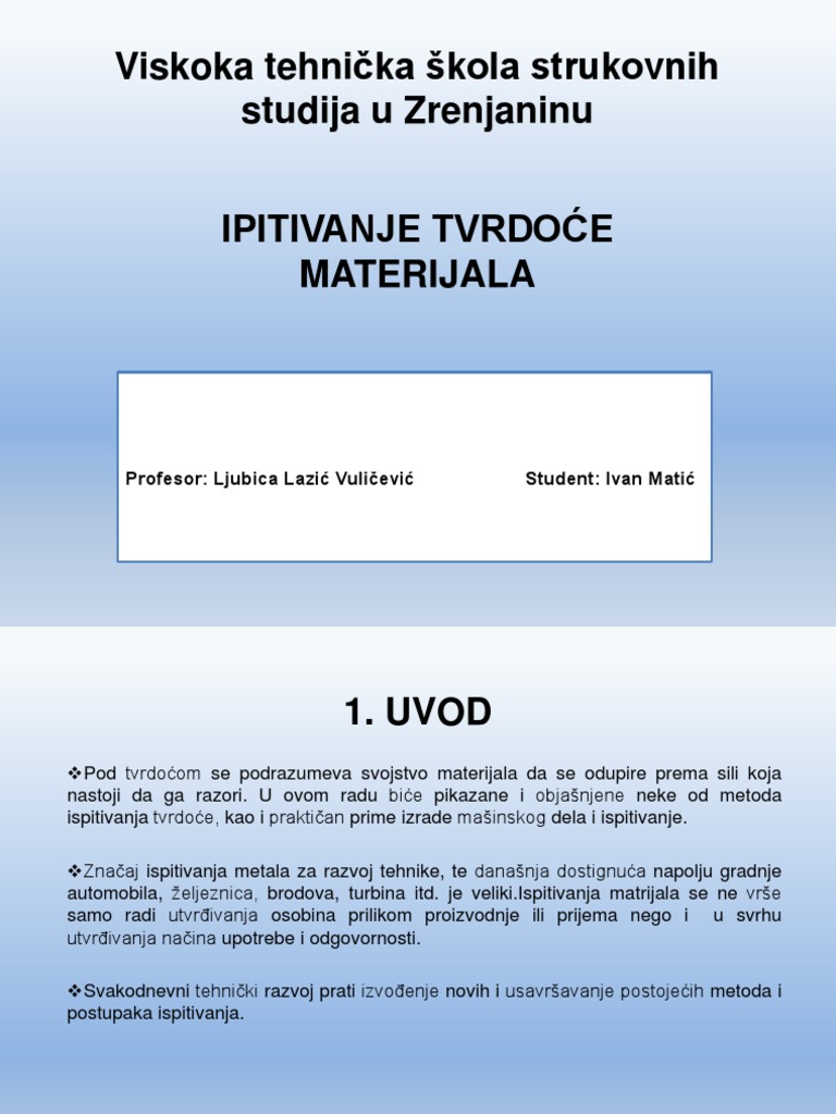 Ispitivanje Tvrdoće Materijala | PDF