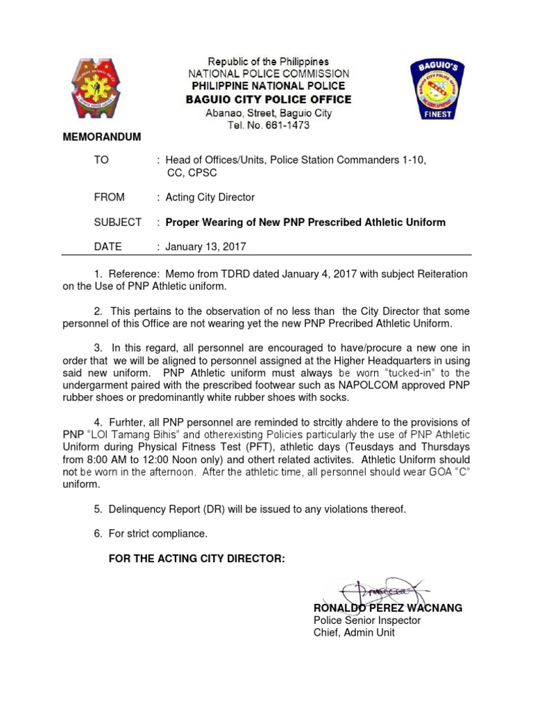 New PNP Athletic Uniform Proper Wearing Guidelines | PDF