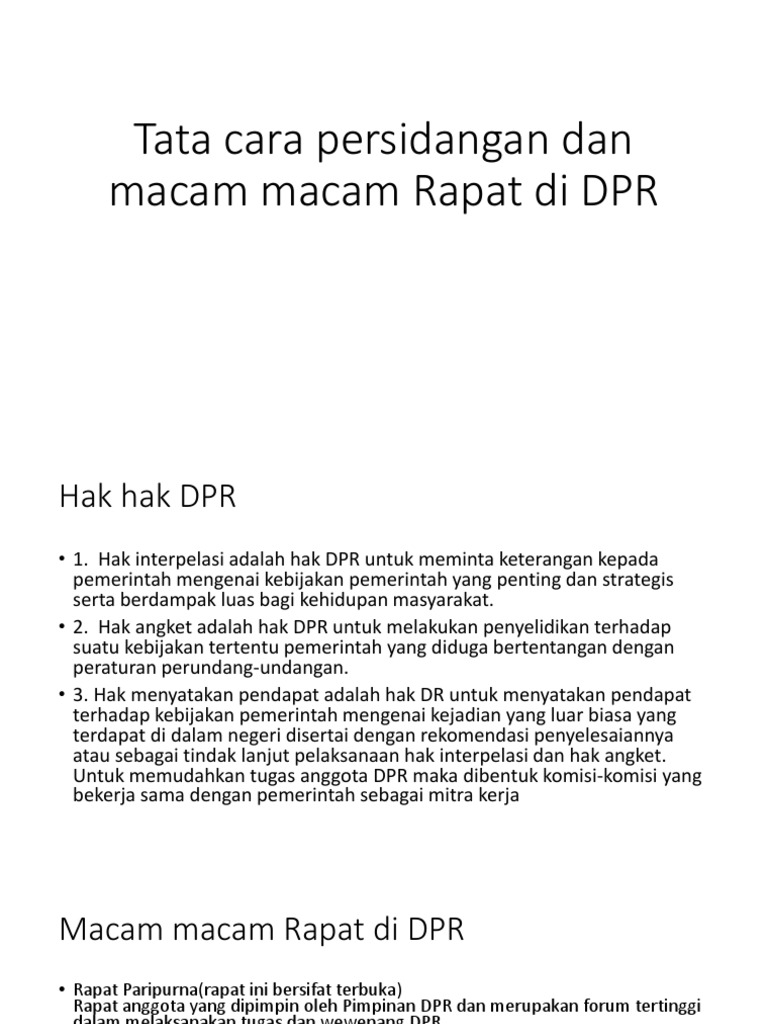 Prosedur Rapat dan Hak DPR | PDF