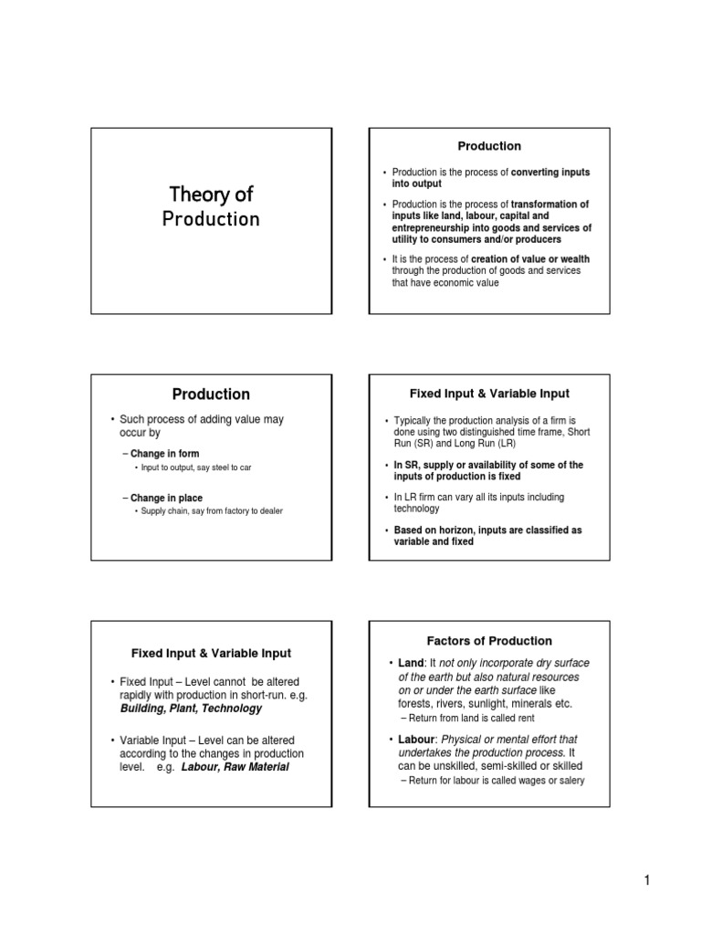 Production Theory Pdf Production Function Factors Of Production