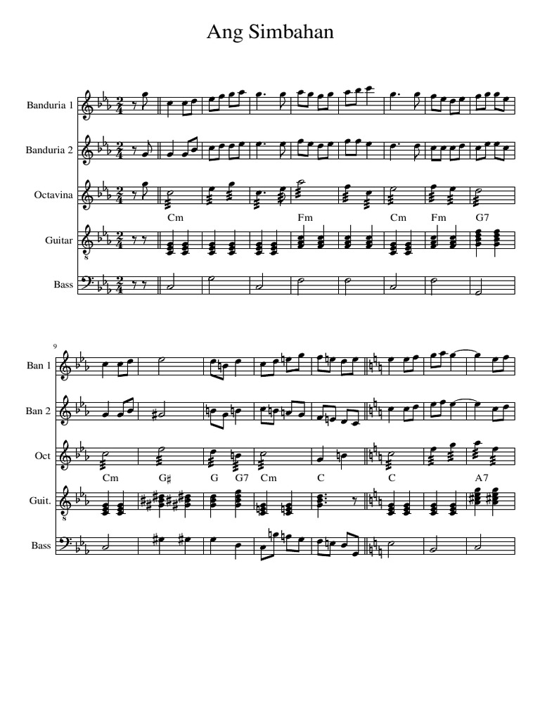 Ang Simbahan-parts-Score and Parts | PDF | Musical Instruments | Guitar ...