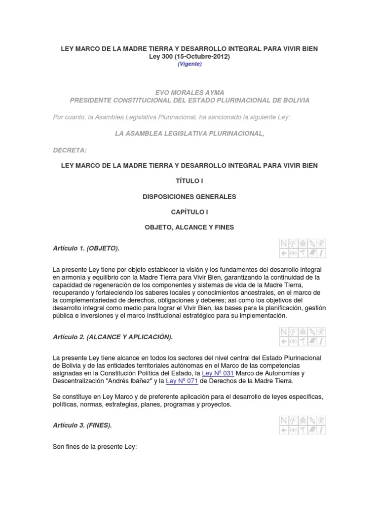 Ley Marco de La Madre Tierra y Desarrollo Integral para Vivir Bien | PDF | Bolivia | Consumo ...