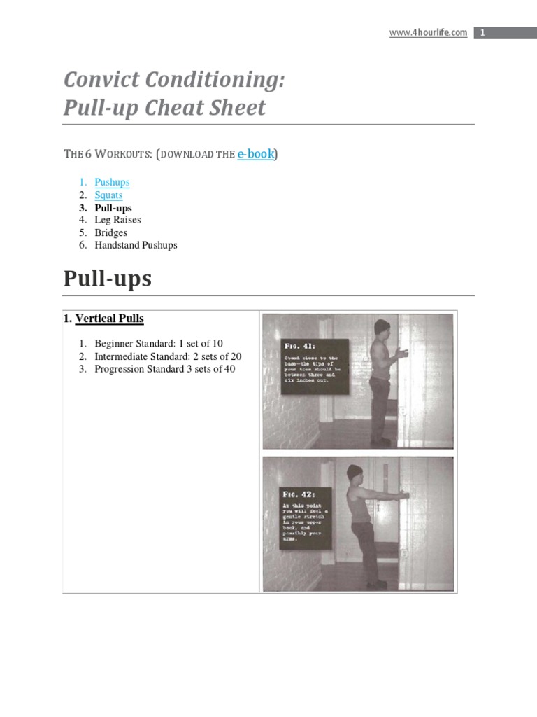 The Convict Conditioning Cheat Sheet Pull Ups PDF | PDF | Physical ...