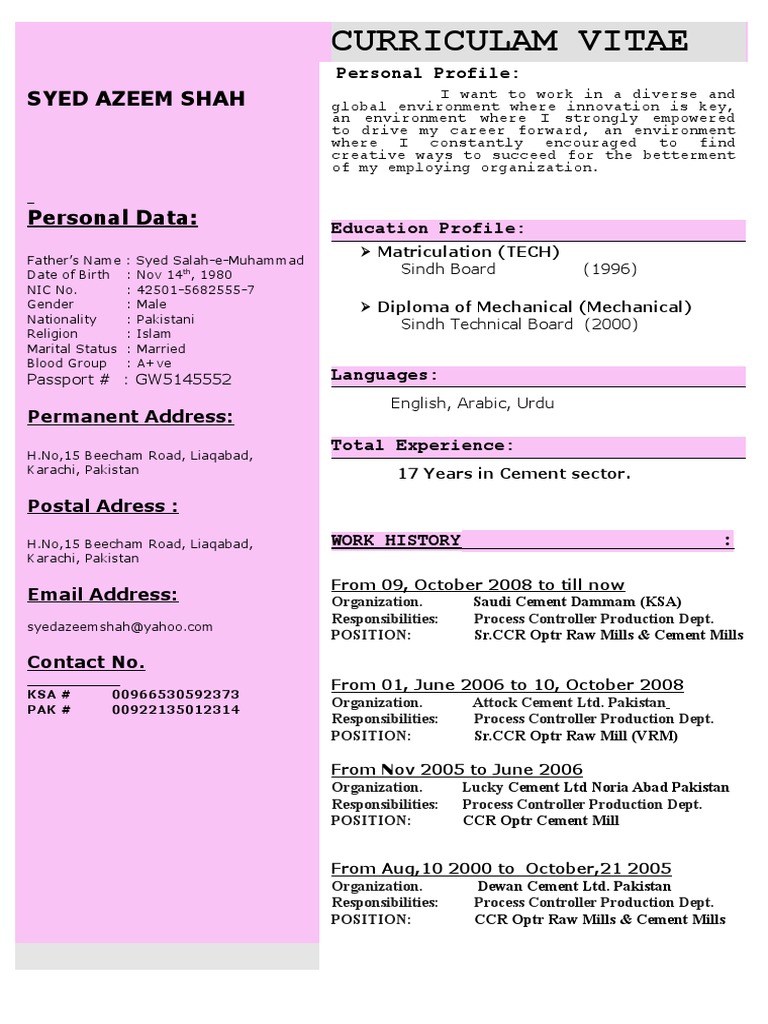 Azeem CV | PDF | Pakistan