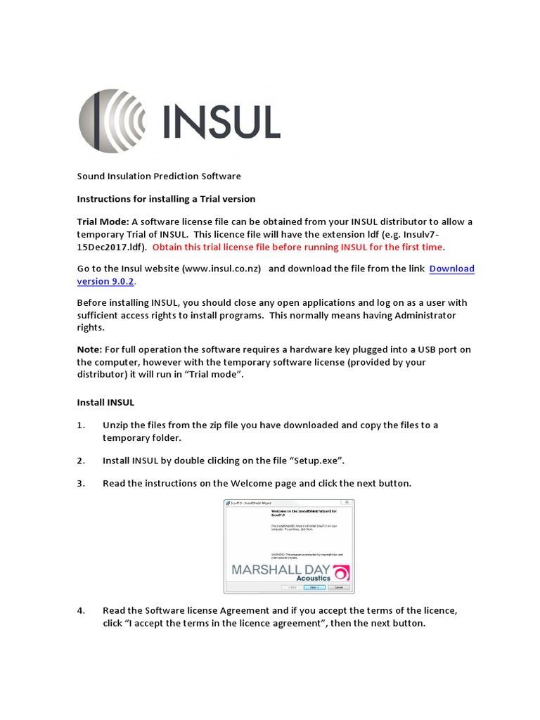 INSUL Trial Software Installation Guide | PDF | License | Computer File