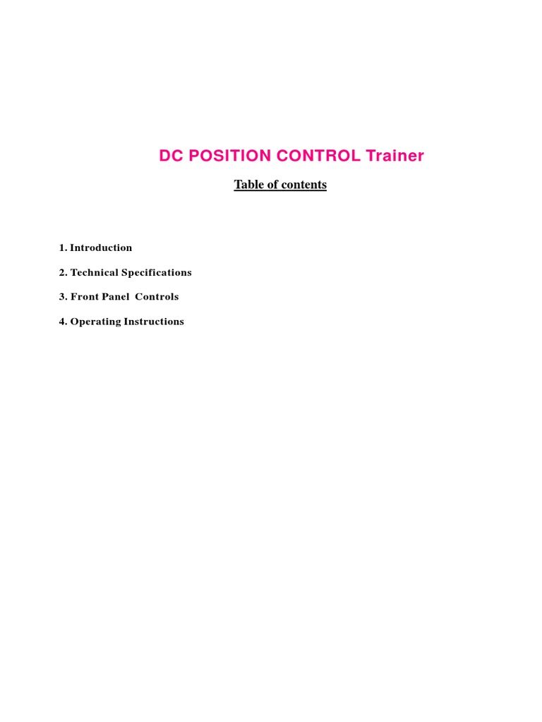 DC Position Control Trainer Manual | PDF | Servomechanism | Control Theory
