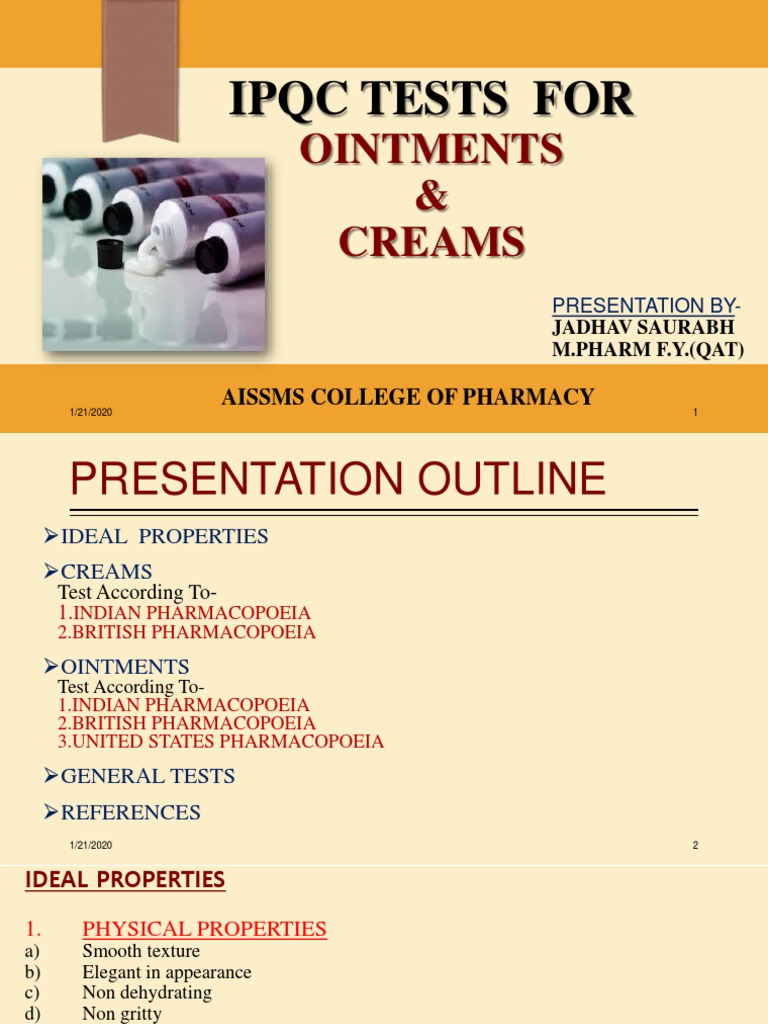 Ipqc Tests For Ointments & Creams | PDF | Topical Medication | Mass ...