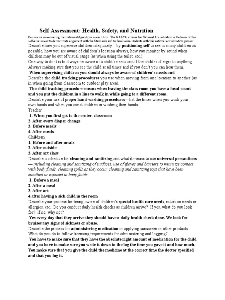 Self-Assessment HSN | PDF | Hand Washing | Hygiene