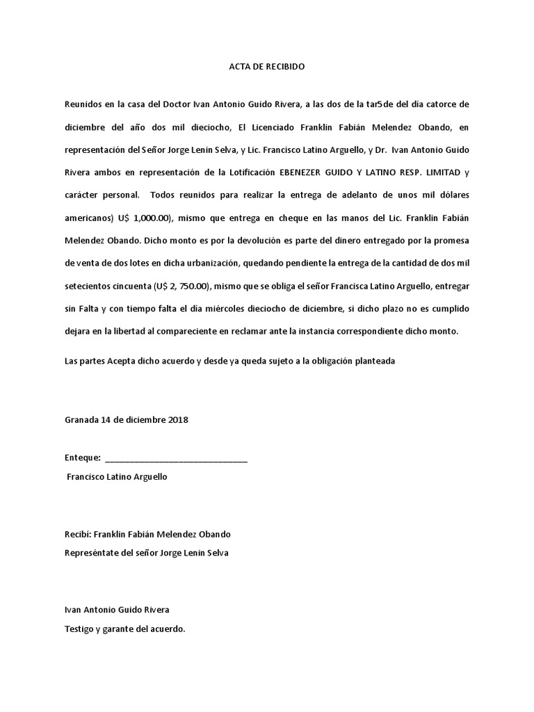 Acta de Recibido | PDF