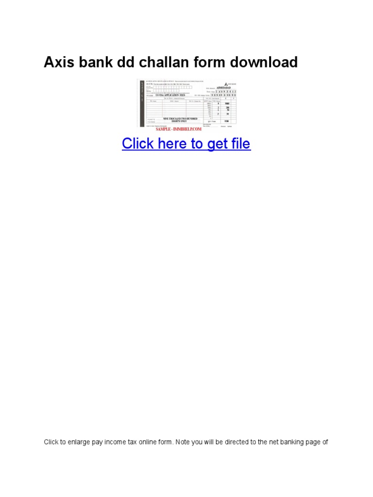 Axis Bank DD Challan Form Download | PDF