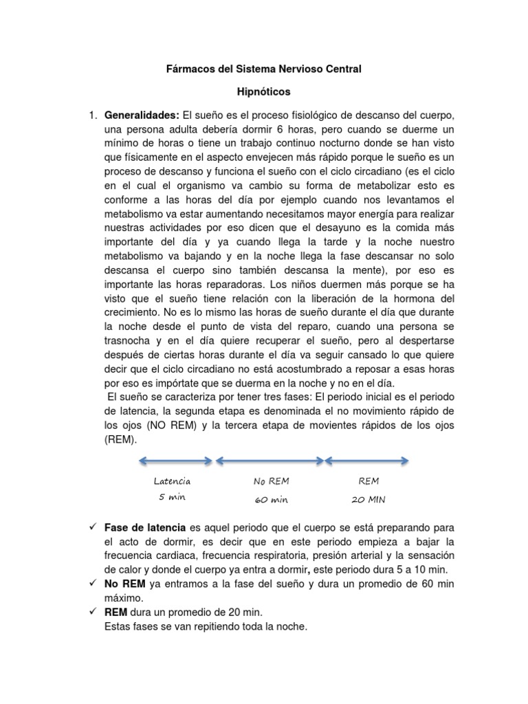 Fármacos Del Sistema Nervioso Central-1 | PDF | Benzodiazepinas | Movimiento rápido del ojo Sueño