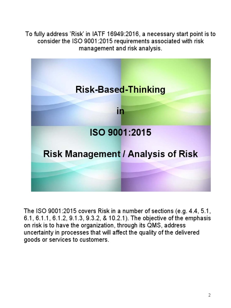 2016 Risk Sample | PDF | Risk Management | Iso 9000