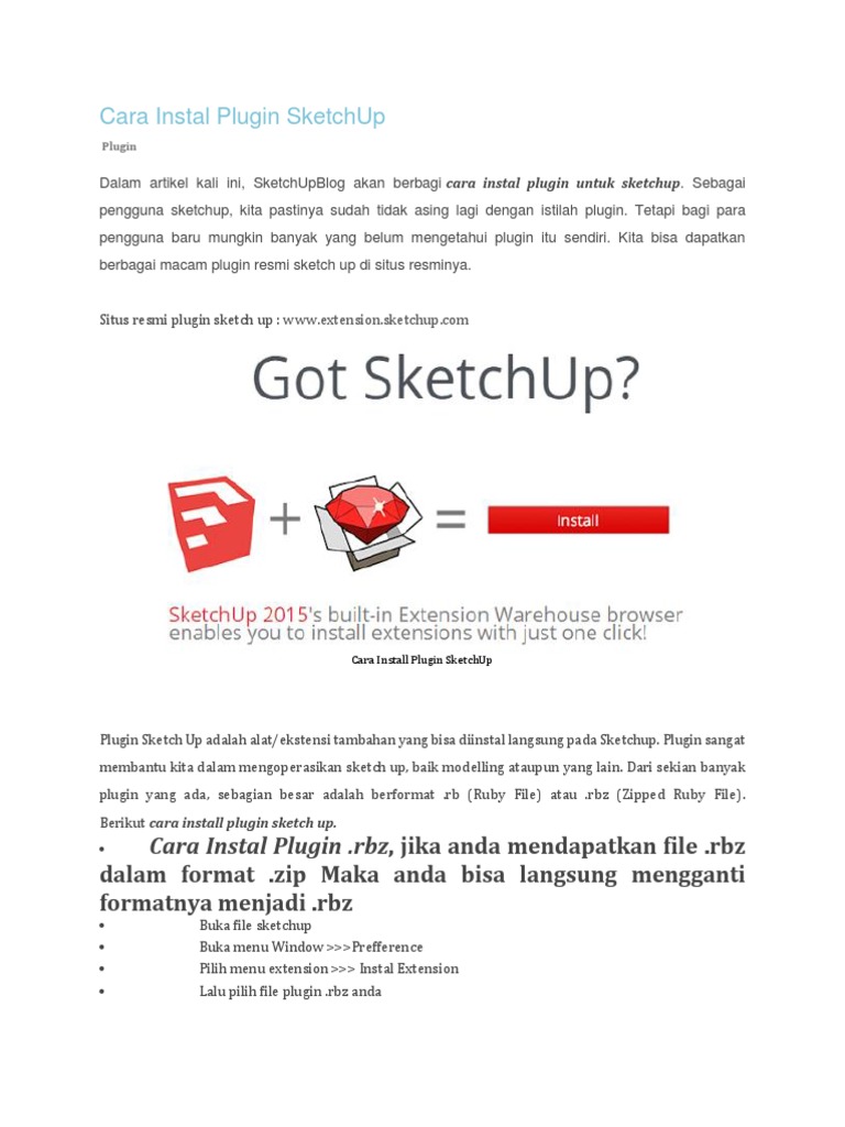 Cara Instal Plugin SketchUp | PDF