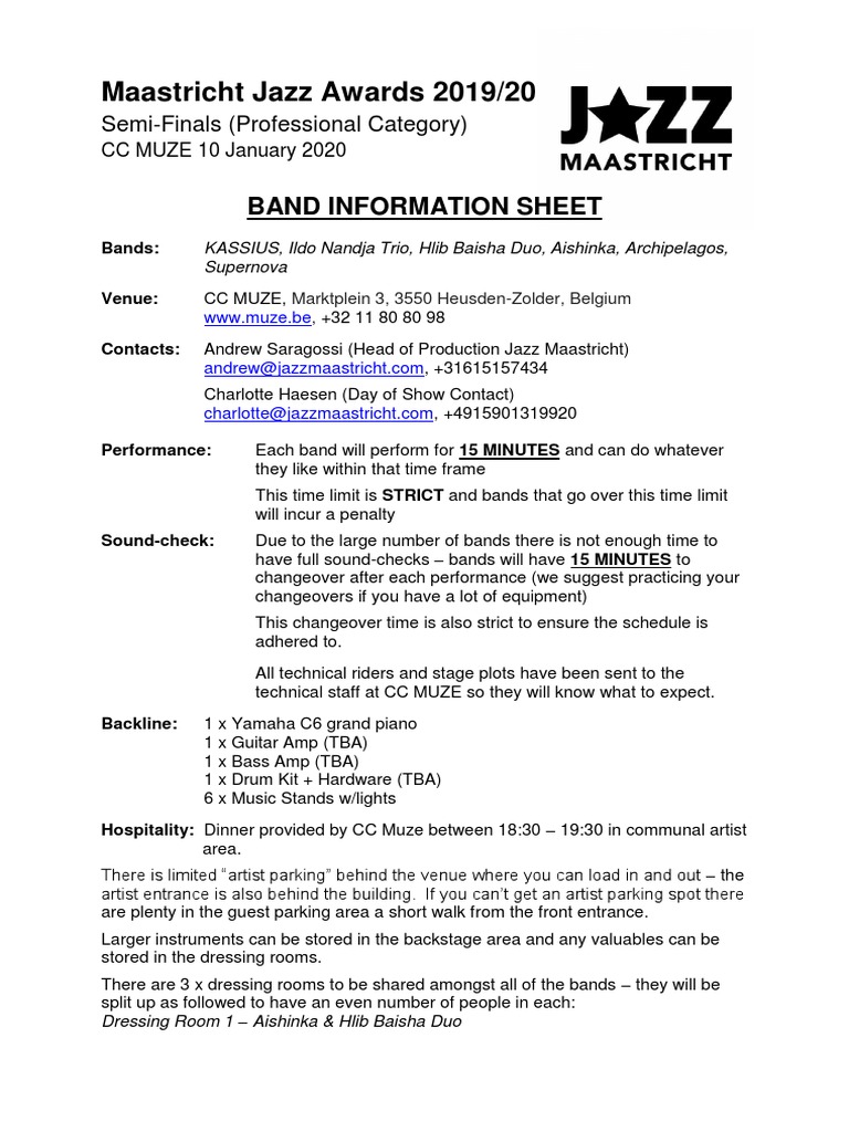 ARTIST Info Sheet | PDF | Sound | Musical Instruments