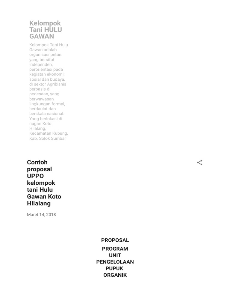 Contoh Proposal UPPO Kelompok Tani Hulu Gawan Koto Hilalang | PDF