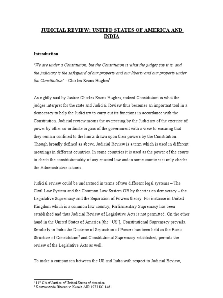 Judicial Review USA and India | PDF | Due Process Clause | Judicial Review