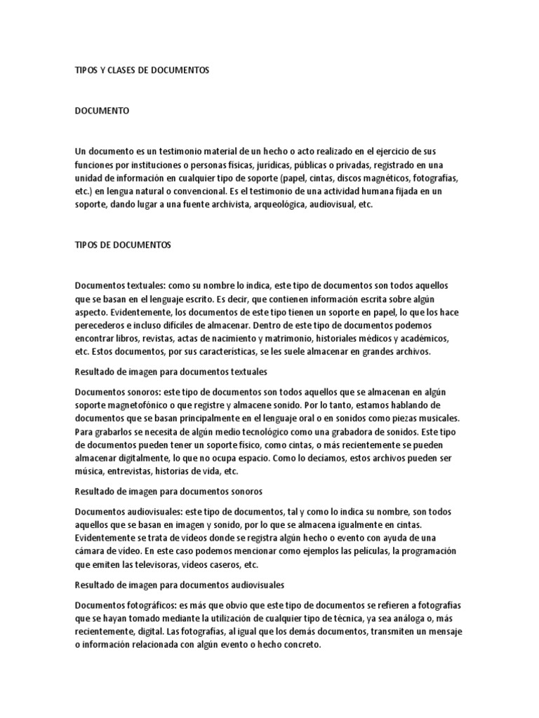 Tipos y Clases de Documentos | PDF | Documento | Comunicación