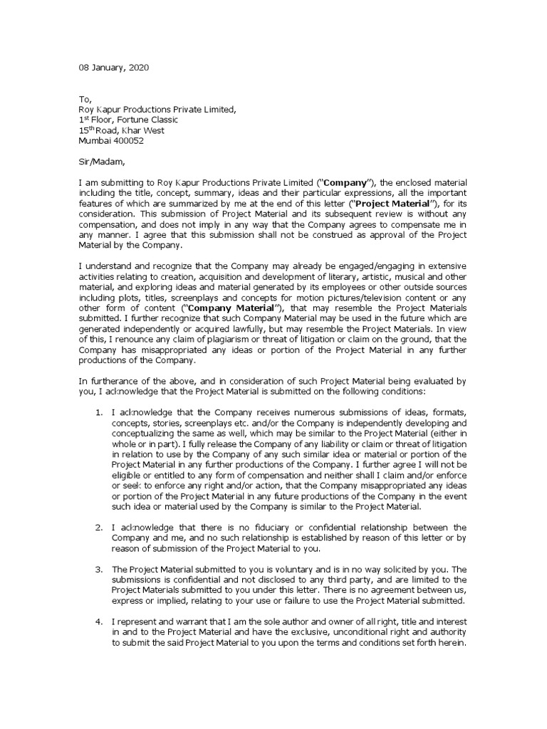 RKF Release Letter - DSK03072019 | PDF | Subsidiary | Indemnity