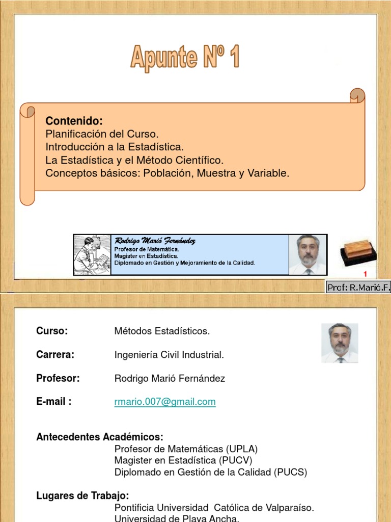 APUNTE N 1 Conceptos B Sicos de Estad Stica UDLA 2018 | PDF | Estadísticas | Muestreo (Estadísticas)