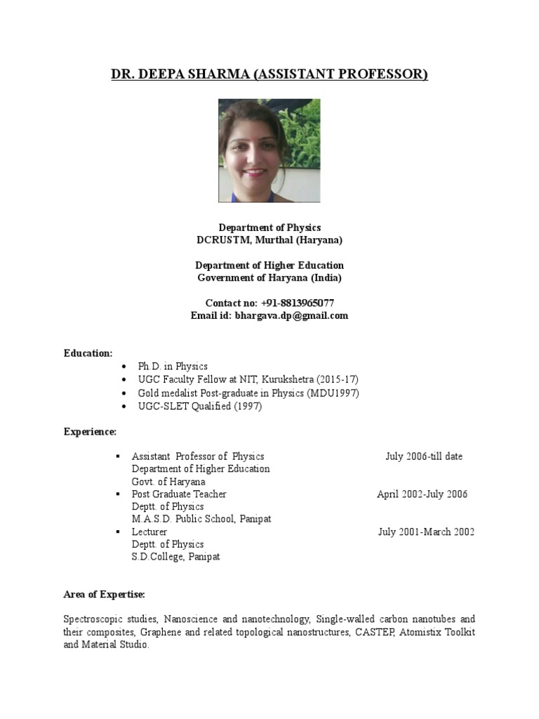 CV Deepa | PDF | Carbon Nanotube | Nanotechnology